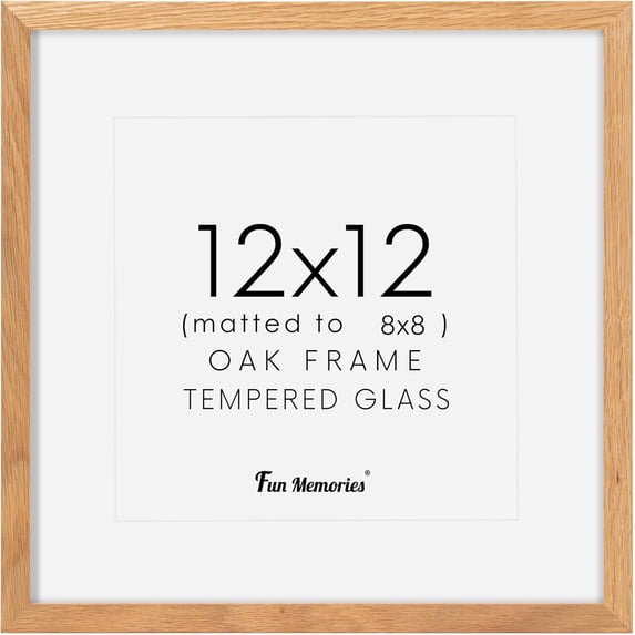CERPXFF-12x12 Picture Frame, Solid Oak Wood 12"x12" Photo Frame for ...