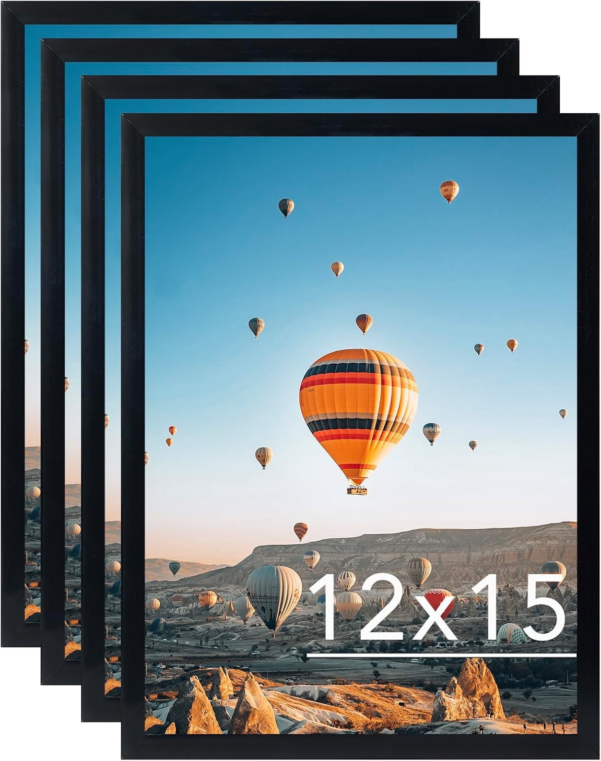 CERPXFF-12x15 Black Picture Frame Set of 4, Horizontal and Vertical ...