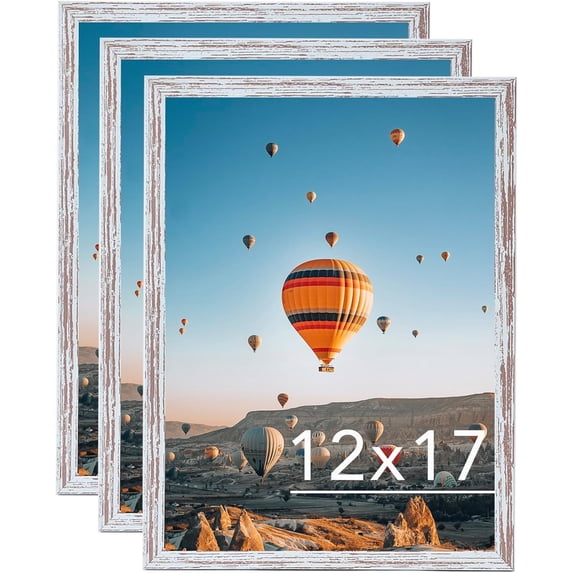 CERPXFF-12x17 Rustic White Picture Frame Set of 3, Horizontal and ...
