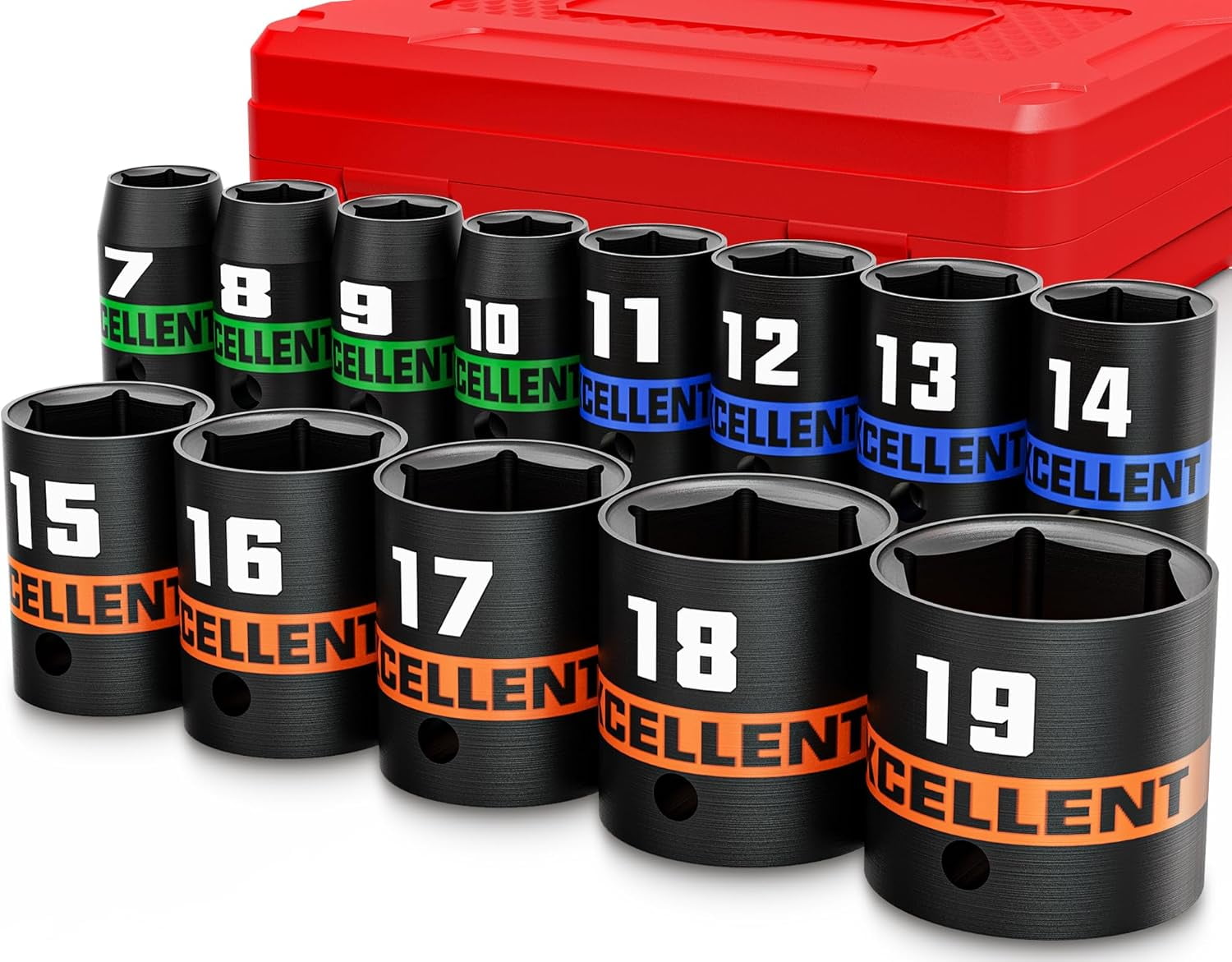 CERPXFF-13 Pieces 3/8-Inch Drive Impact Socket Set, 7-19mm Shallow ...