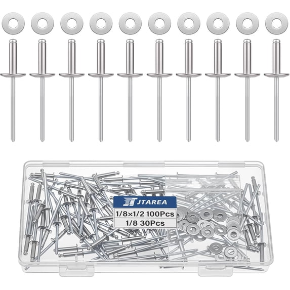 CERPXFF-130pcs 1/8" x 1/2" Stainless Steel Pop Rivets with Stainless ...