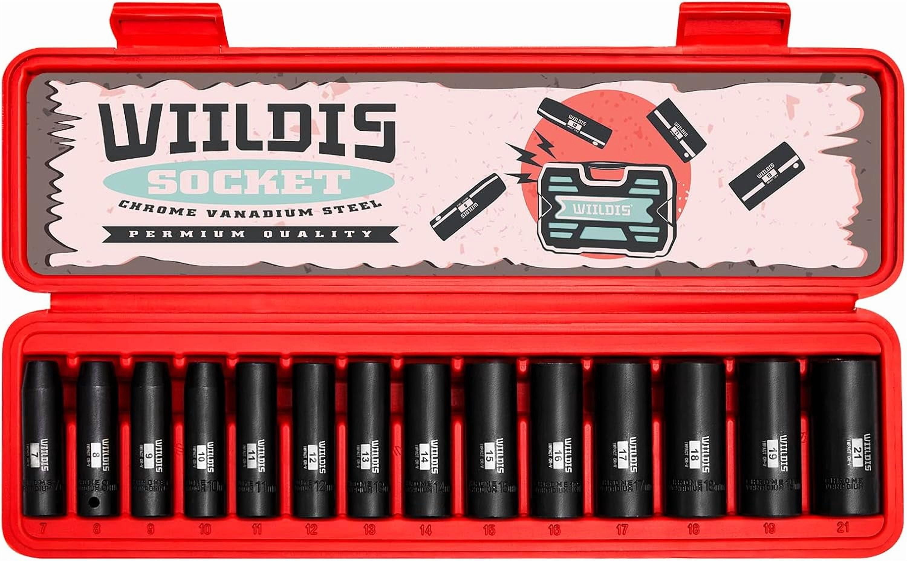 CERPXFF-14 Pieces 3/8-Inch Drive Deep Impact Socket Set, 7mm to 21mm ...