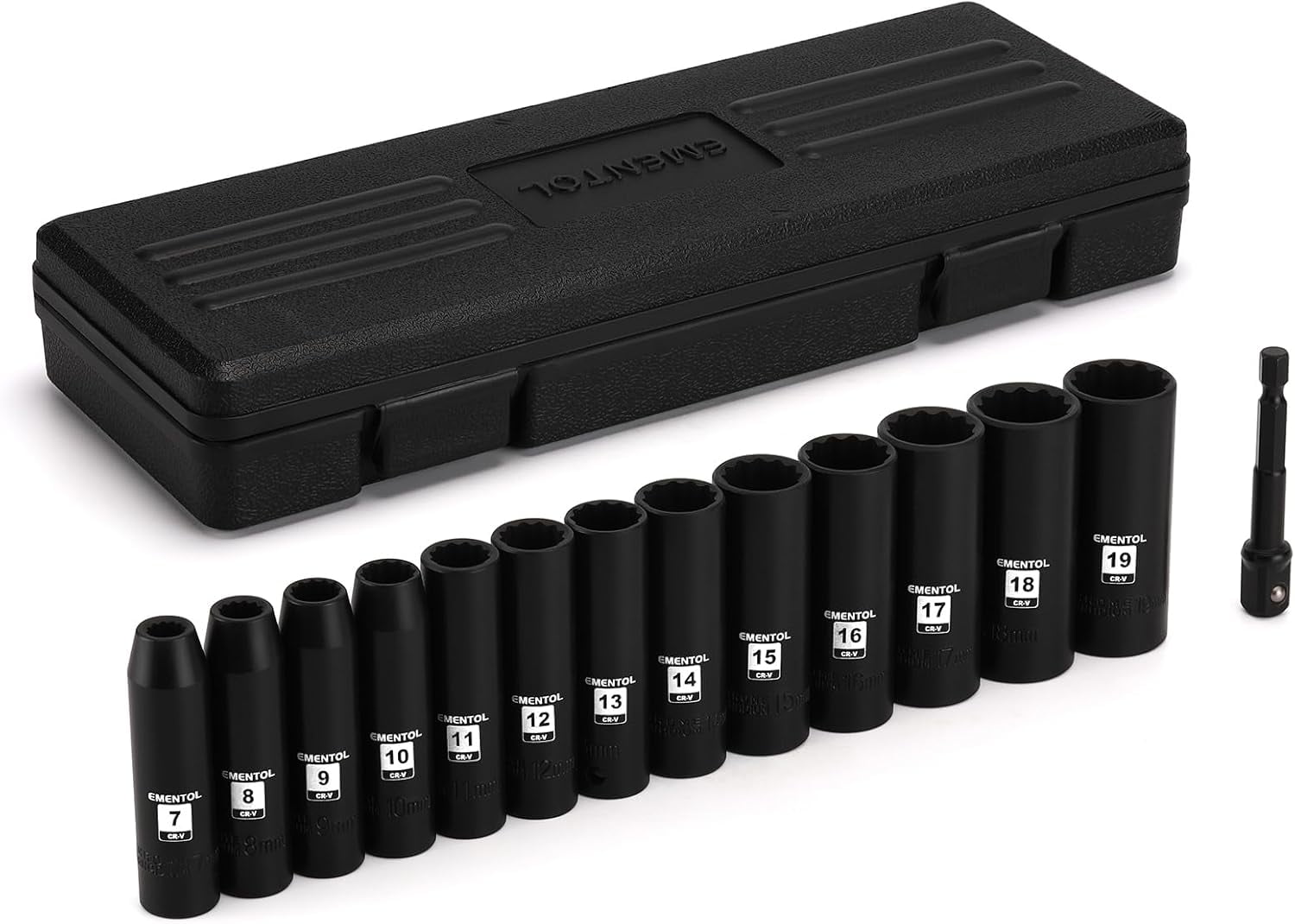 CERPXFF-14PCS 3/8"Dr. Deep Impact Socket Set, Metric, 12-Point, CR-V ...
