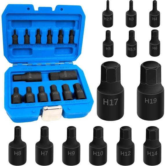 CERPXFF-14Pcs Impact Grade Allen Bit Socket Set, Metric Hex Drive 1/4 ...
