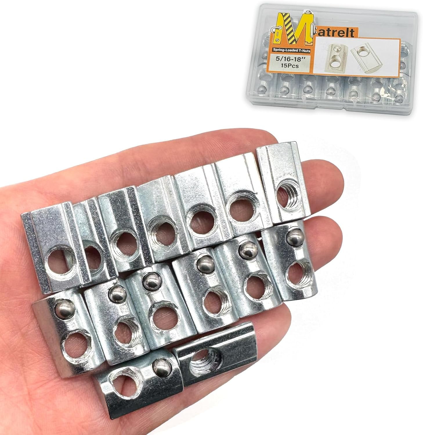 CERPXFF-15-Piece 5/16"-18 Spring-Loaded T-Nuts with Ball Bearings ...