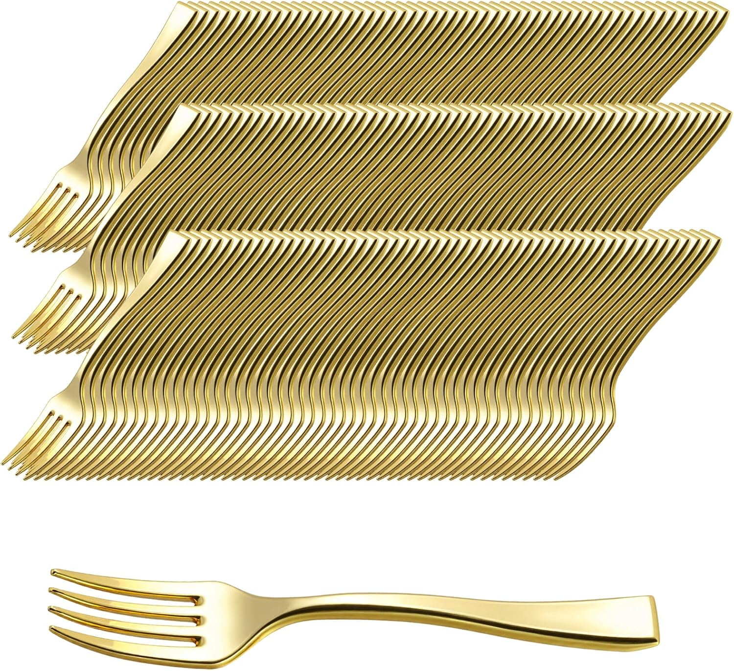 CERPXFF-150 Pack Gold Mini Forks 4 Inch Plastic Disposable Forks Gold ...