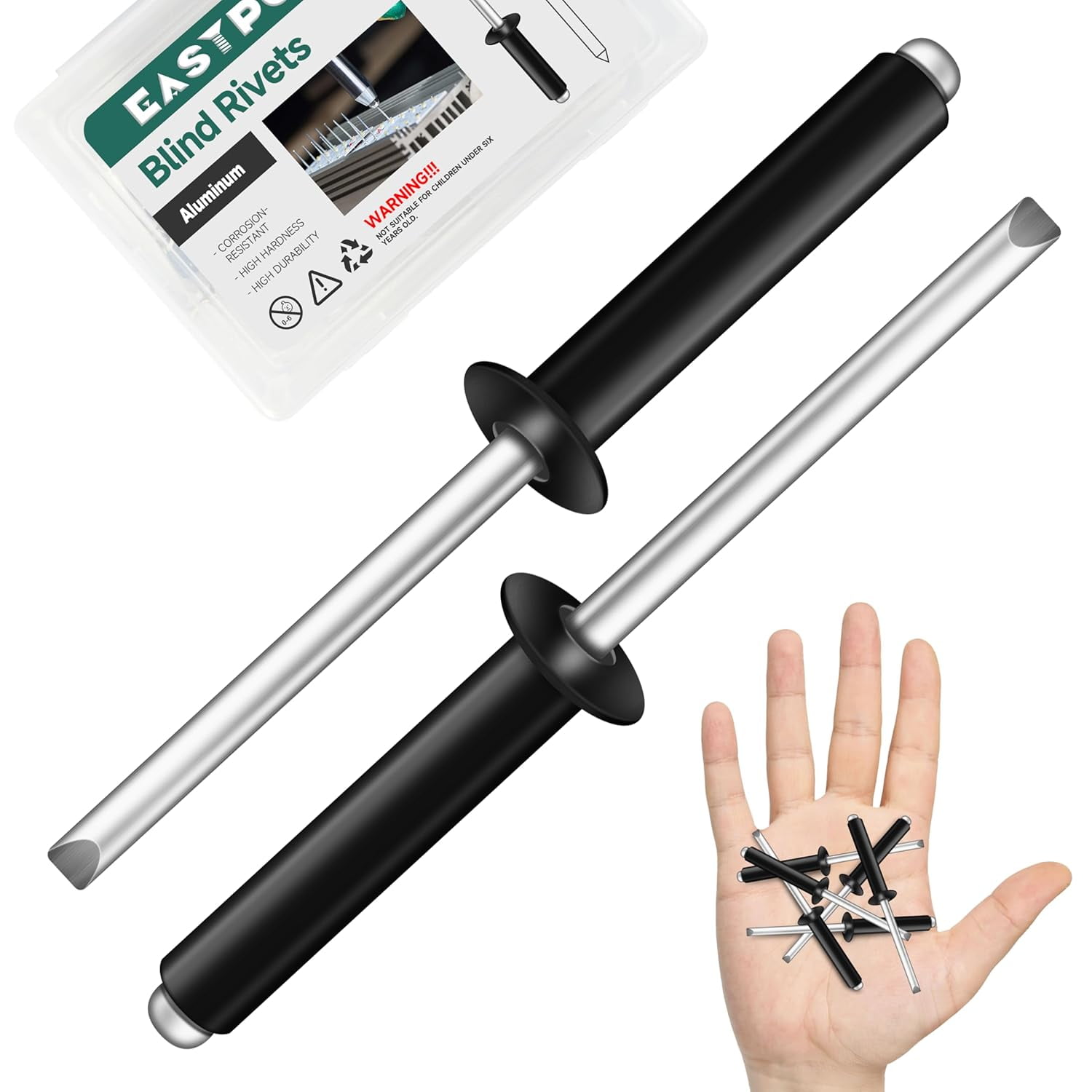 CERPXFF-150 Pcs 3/16" x 1" Black Aluminum Blind Pro Rivets, 5 x 25mm ...