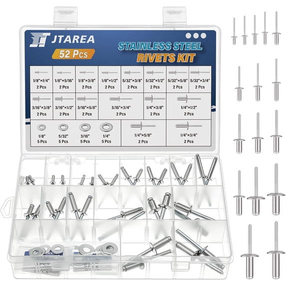 CERPXFF-16Sizes Stainless Steel Pop Rivets 1/8inch 5/32inch 3/16inch 1 ...