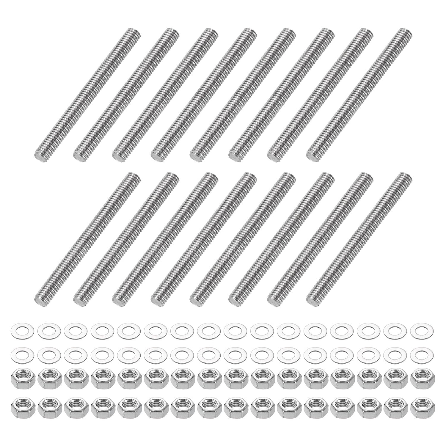 CERPXFF-16pcs Fully Threaded Rod, M5 x 50mm Stainless Steel Right Hand ...