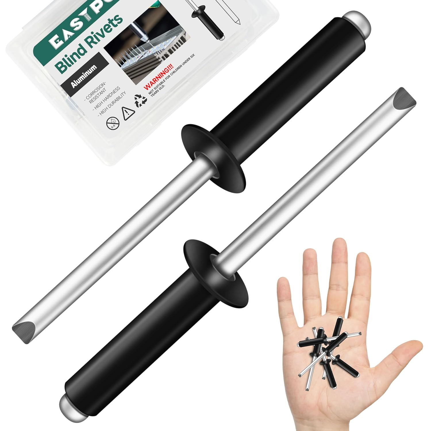 CERPXFF-180 Pcs 3/16" x 3/4" Black Aluminum Blind Pro Rivets, 5 x 20mm ...