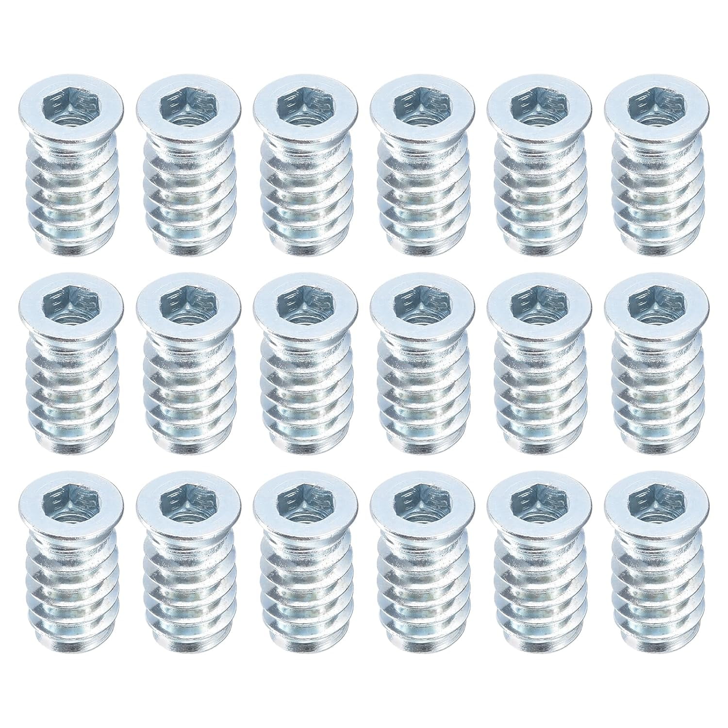 CERPXFF-18Pcs Threaded Inserts, M6-1x20 Zinc Plated Carbon Steel Hex ...