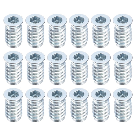 CERPXFF-18Pcs Threaded Inserts, M6-1x20 Zinc Plated Carbon Steel Hex ...