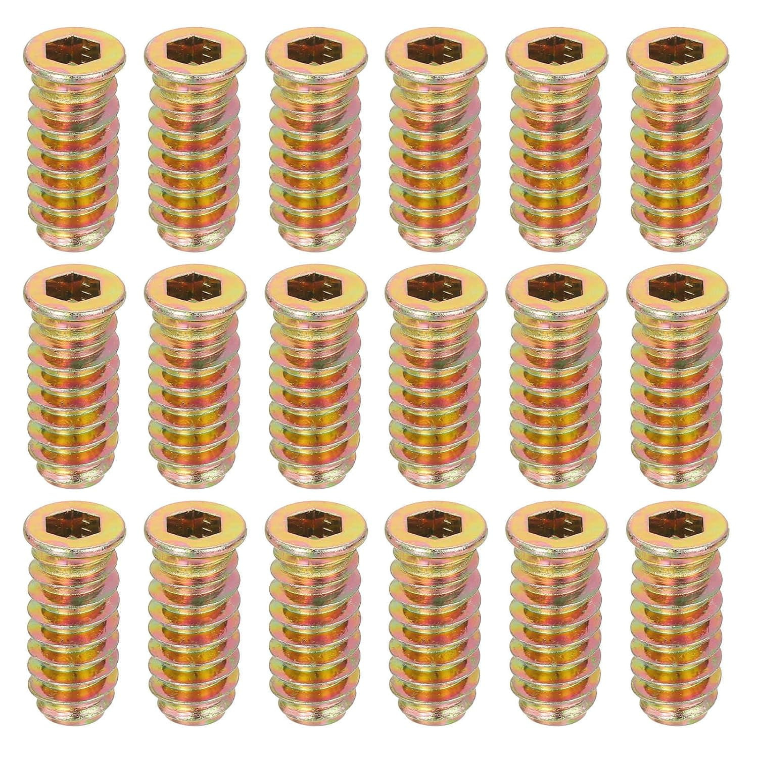 CERPXFF-18Pcs Threaded Inserts Nuts, M6x25mm Hex Socket Drive Nut ...