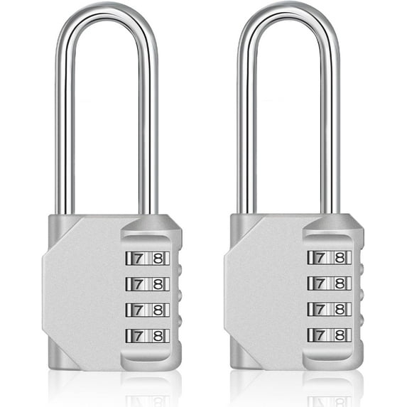 CERPXFF-2.6 Inch Long Shackle Padlock 2 Pack, 4 Digit Combination Lock ...