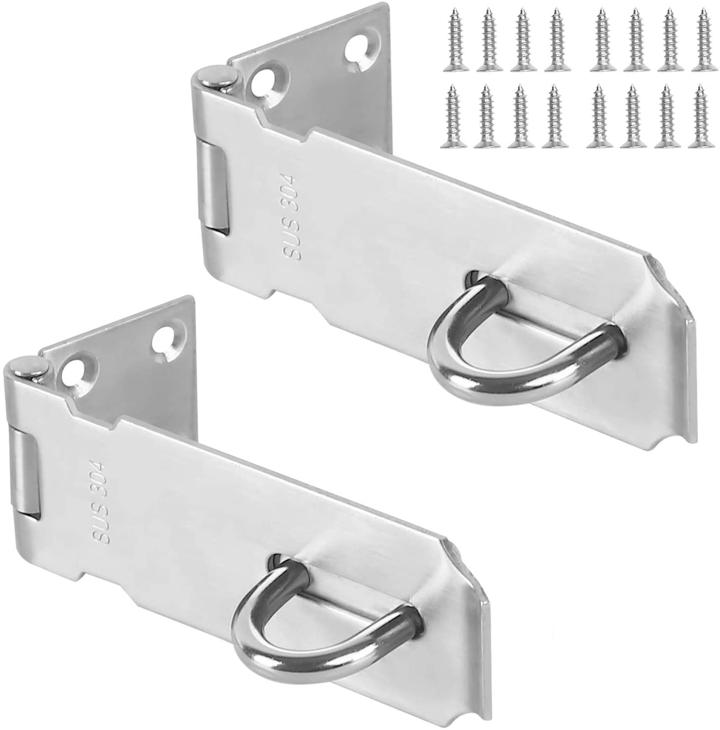 CERPXFF-2 PCS 3 Inch Door Hasp Latch, Stainless Steel Padlock Hasp, 2mm ...
