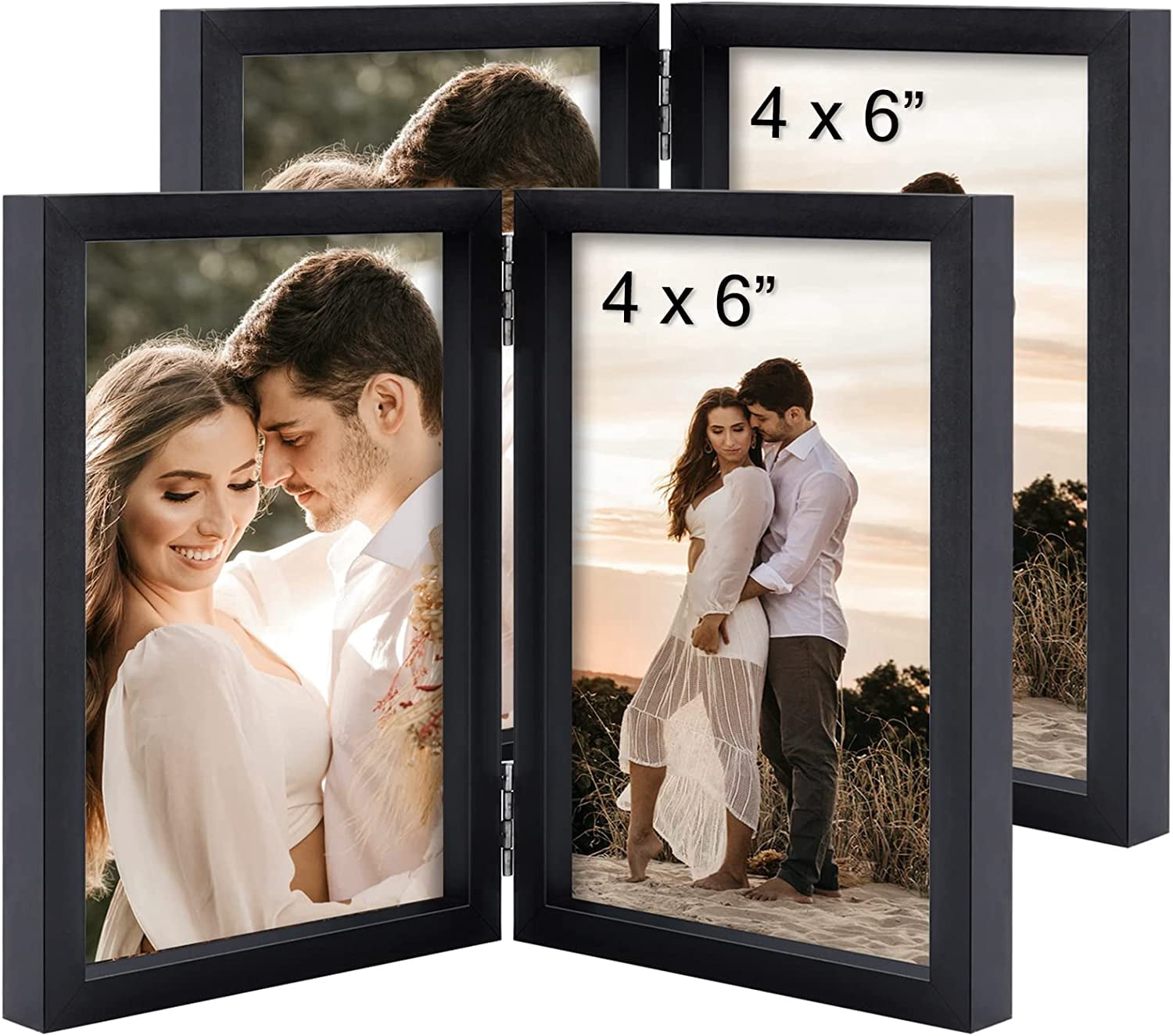 CERPXFF-2 Pack 4x6 Double Picture Frames Hinged Folding Photo Frames ...