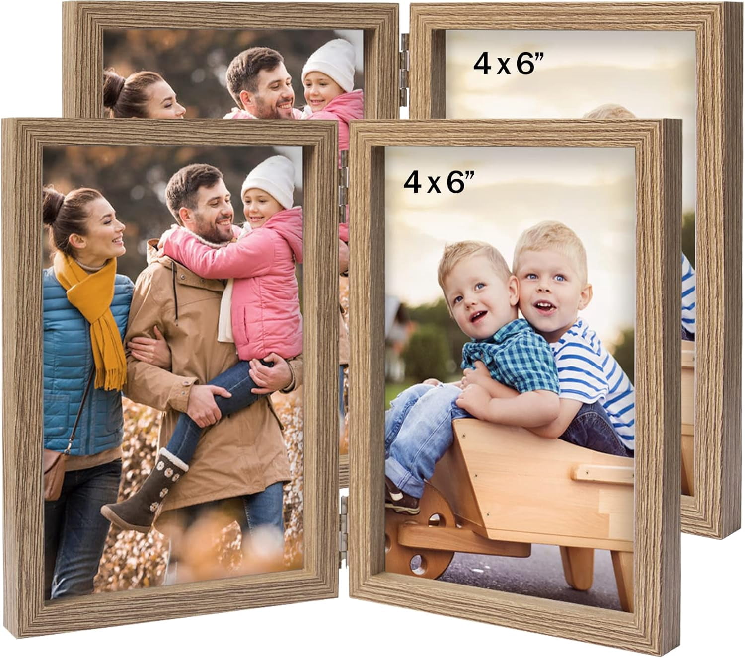 CERPXFF-2 Pack 4x6 Double Picture Frames Hinged Folding Photo Frames ...