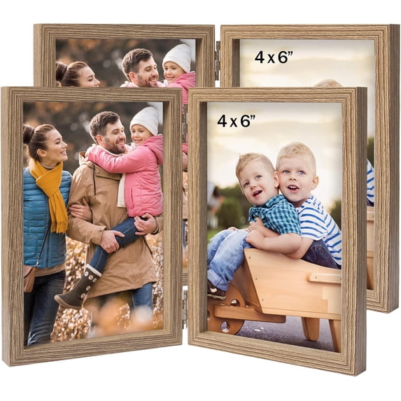 CERPXFF-2 Pack 4x6 Double Picture Frames Hinged Folding Photo Frames ...