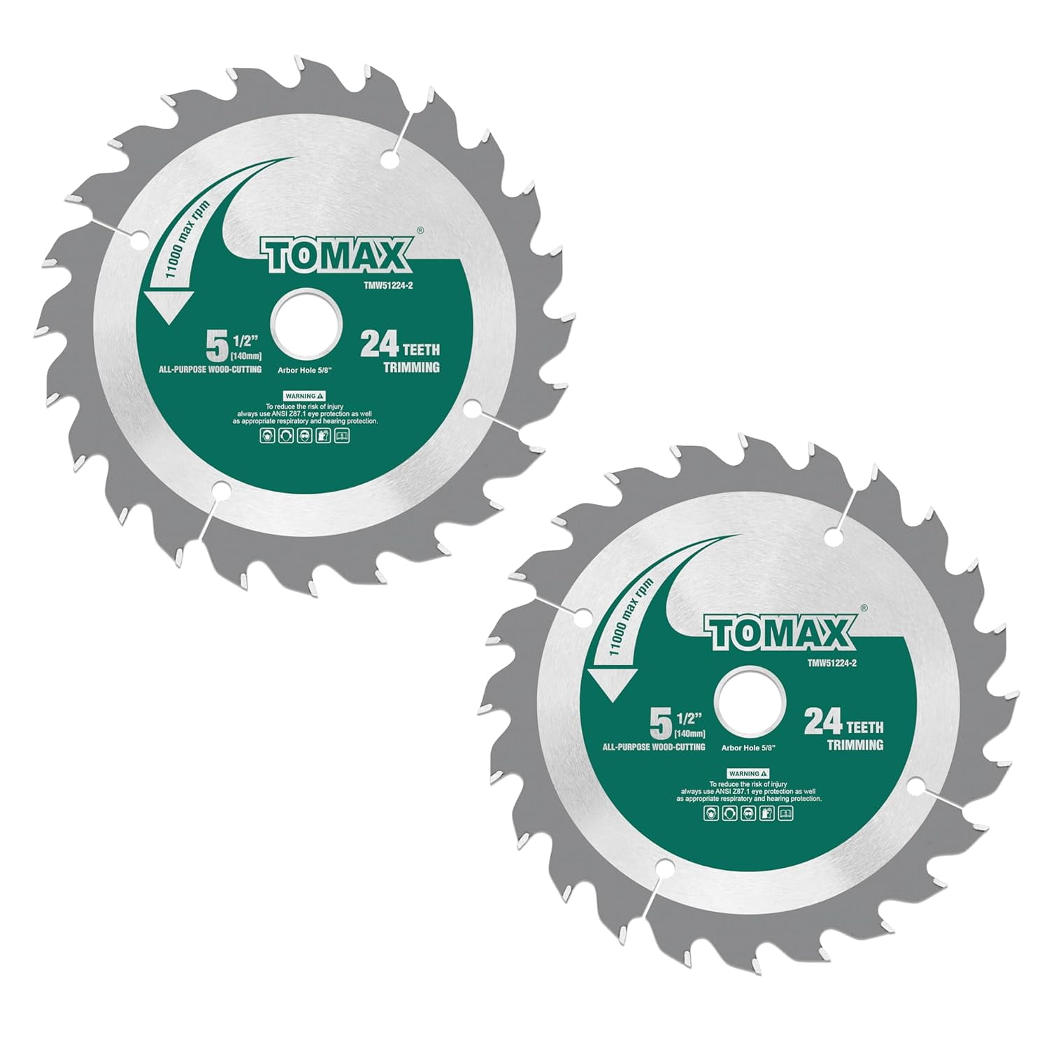 CERPXFF-2 Pack 5-1/2 Inch 24 Tooth ATB General Purpose and Trimming Saw ...