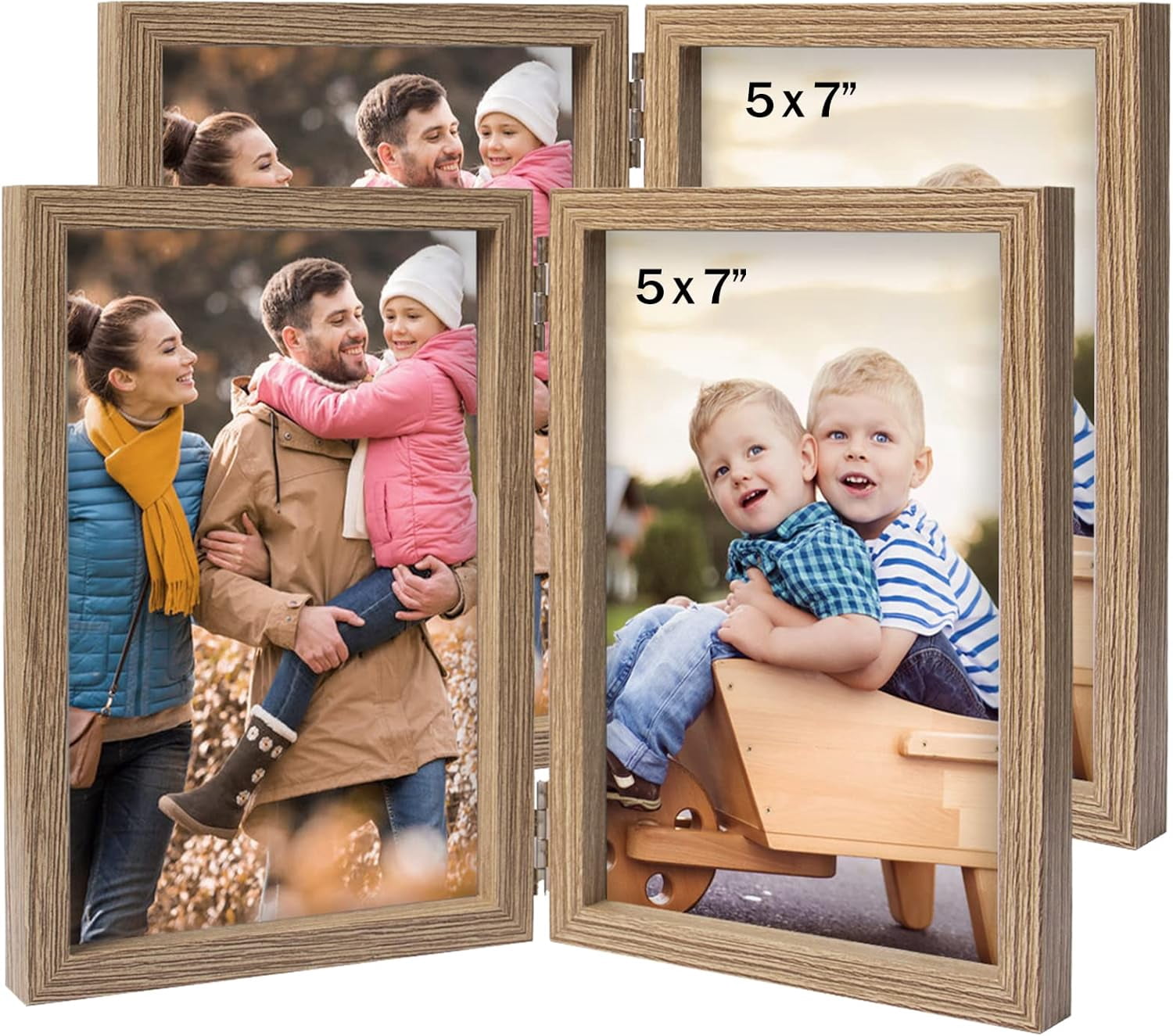 CERPXFF-2 Pack 5x7 Double Picture Frames Hinged Folding Photo Frames ...