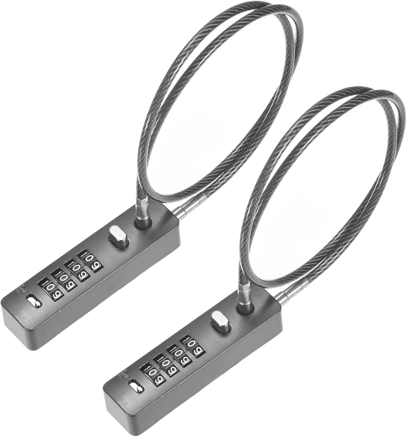 CERPXFF-2-Pack Gate Locks for Outdoor Fence, 23.6IN Heavy Steel Cable Rope Keyless 4-Digit ...