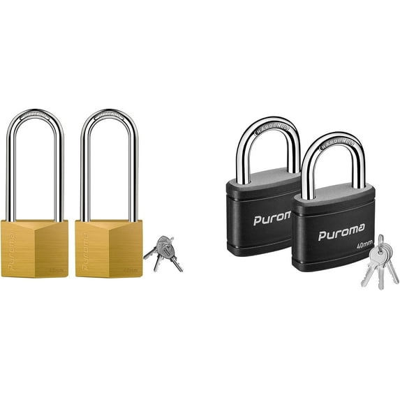 CERPXFF-2 Pack Keyed Padlock Waterproof Solid Brass Lock, 2.6 Inch ...