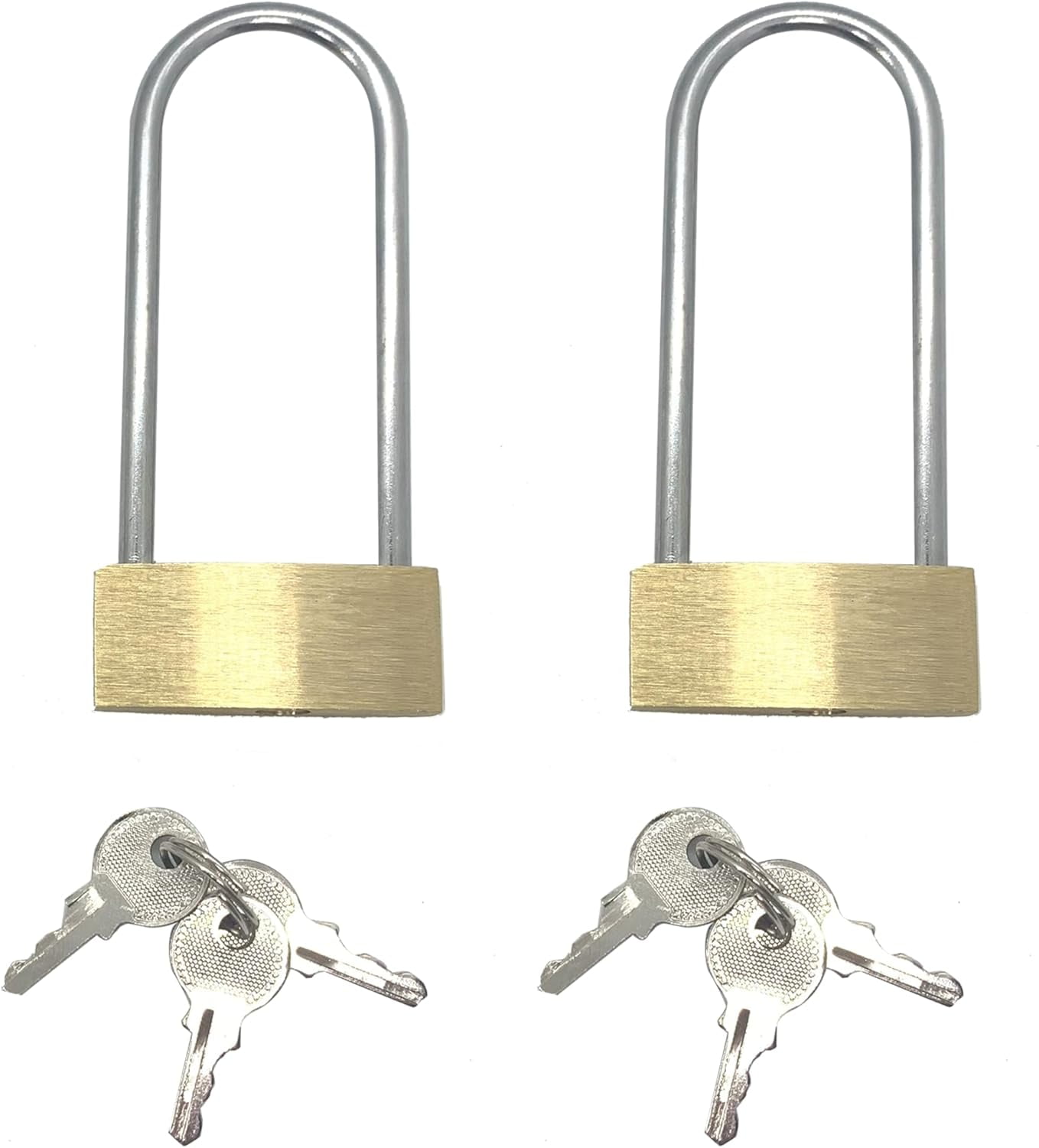 CERPXFF-2 Pack Long Locks with Key Long Shackle Weatherproof Padlocks ...
