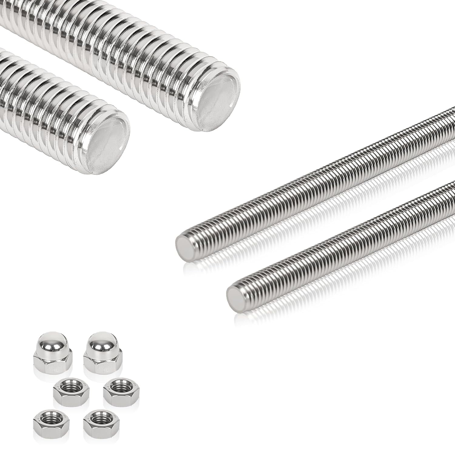 CERPXFF-2 Pcs 304 Stainless Steel M6 Fully Threaded Rod,14"(360mm) Long ...