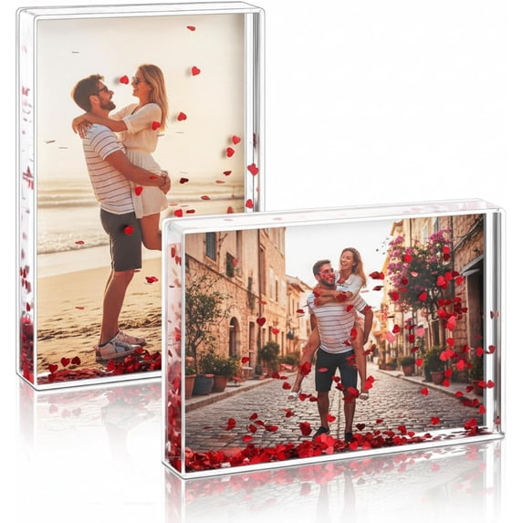 CERPXFF-2 Pcs Glitter Liquid Picture Frame 4'' x 6'' Valentine's Day ...