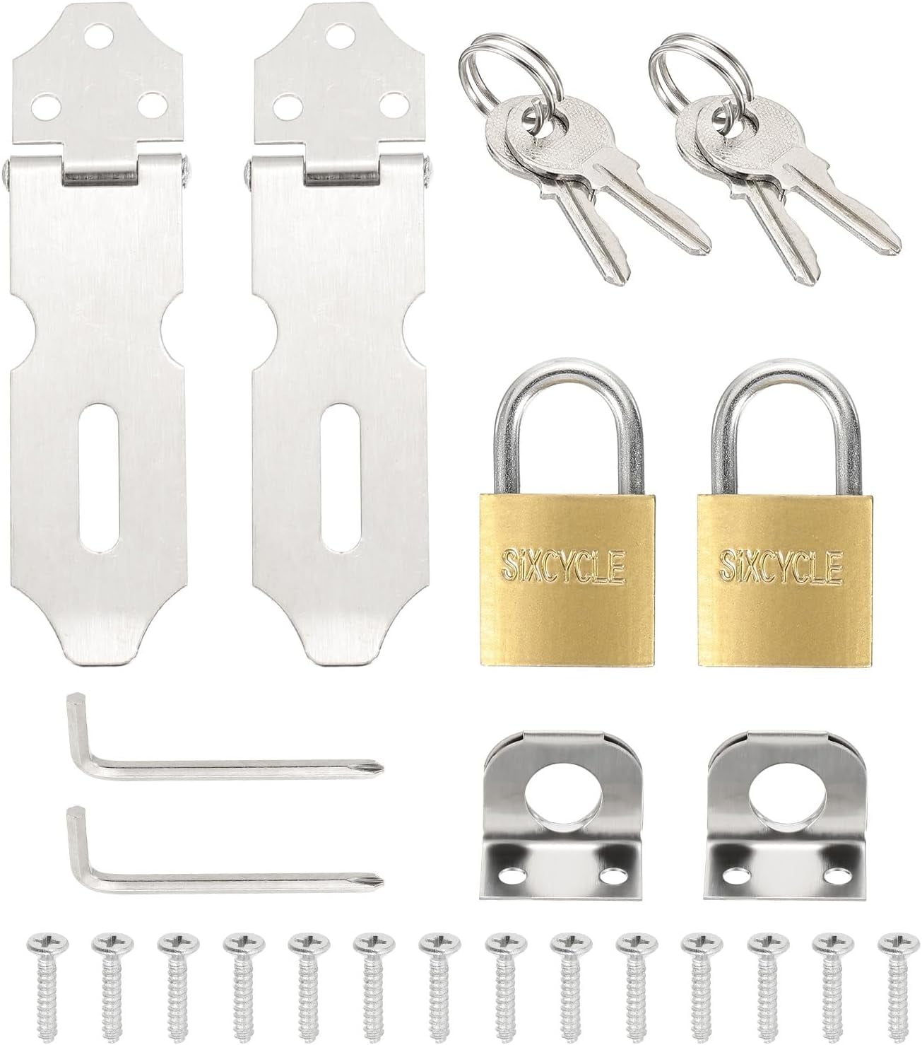 CERPXFF-2 Pcs Stainless Steel Padlock Hasp, 2.5 Inch Lock Hasp Latch ...