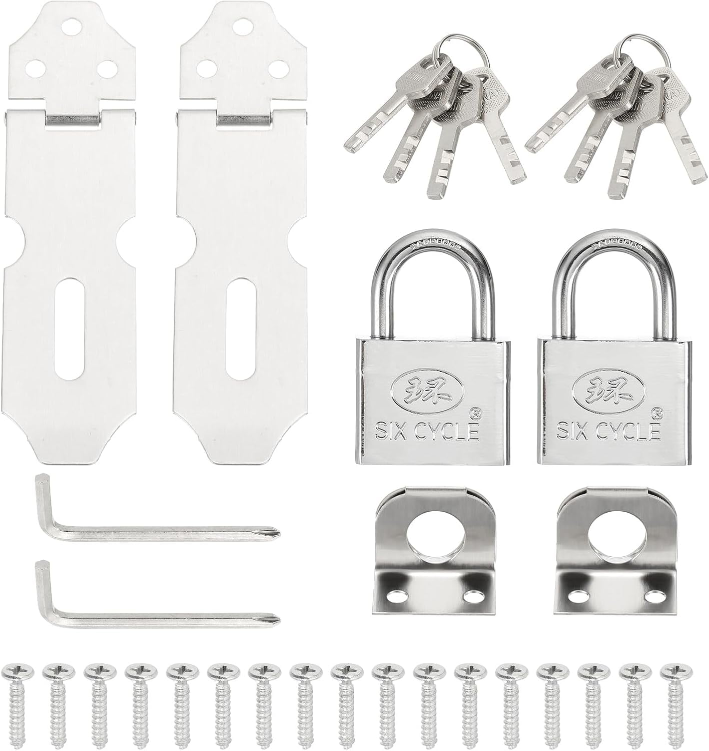 CERPXFF-2 Pcs Stainless Steel Padlock Hasp, 3.9 Inch Lock Hasp Latch ...