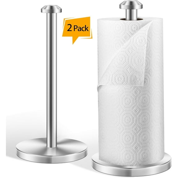 CERPXFF-2 Piece Stainless Steel Weighted Paper Towel Holder Countertop ...