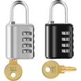 CERPXFF-2-piece combination padlock, 4-digit password lock with key, 2 types of unlocking mode ...