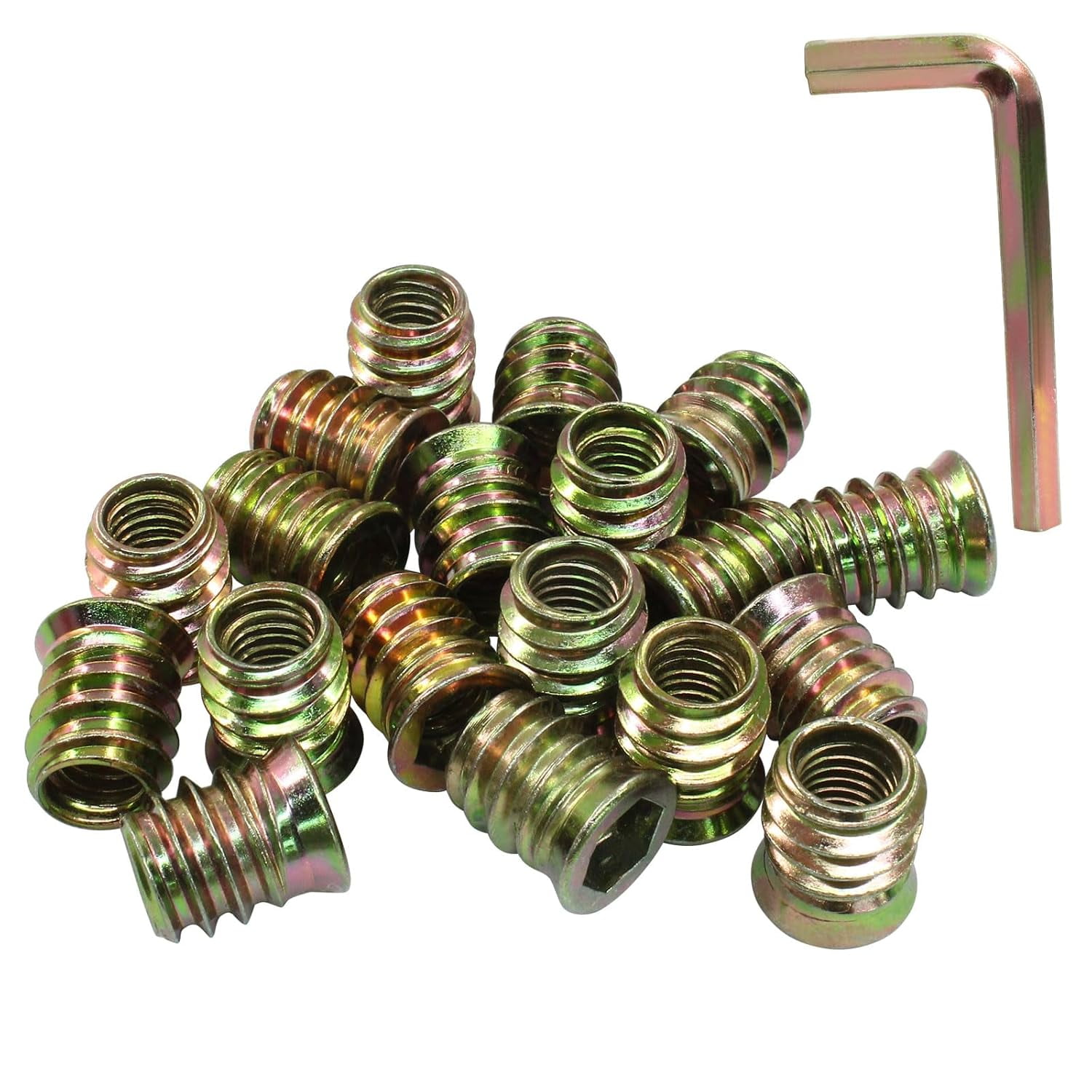 CERPXFF-20 Pcs 3/8"-16x 20mm Threaded Inserts for Wood, Nut Threaded ...