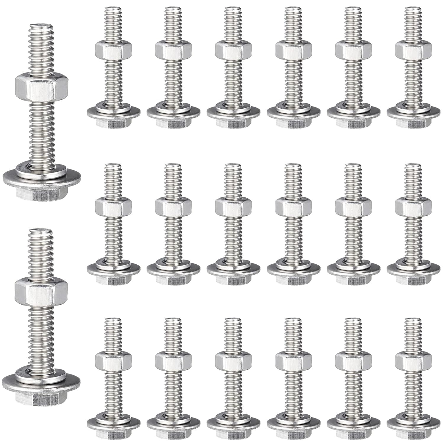 CERPXFF-20 Set 80 Pcs Stainless Steel Hex Head Screws Bolts, Nuts, Flat ...