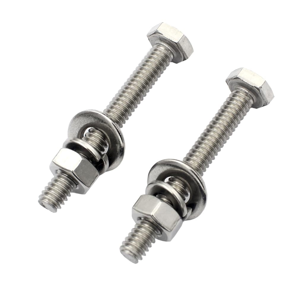 CERPXFF-20 Sets 1/4-20 x 2 inch Flat Head Hex Bolt Nuts Flat and Lock ...