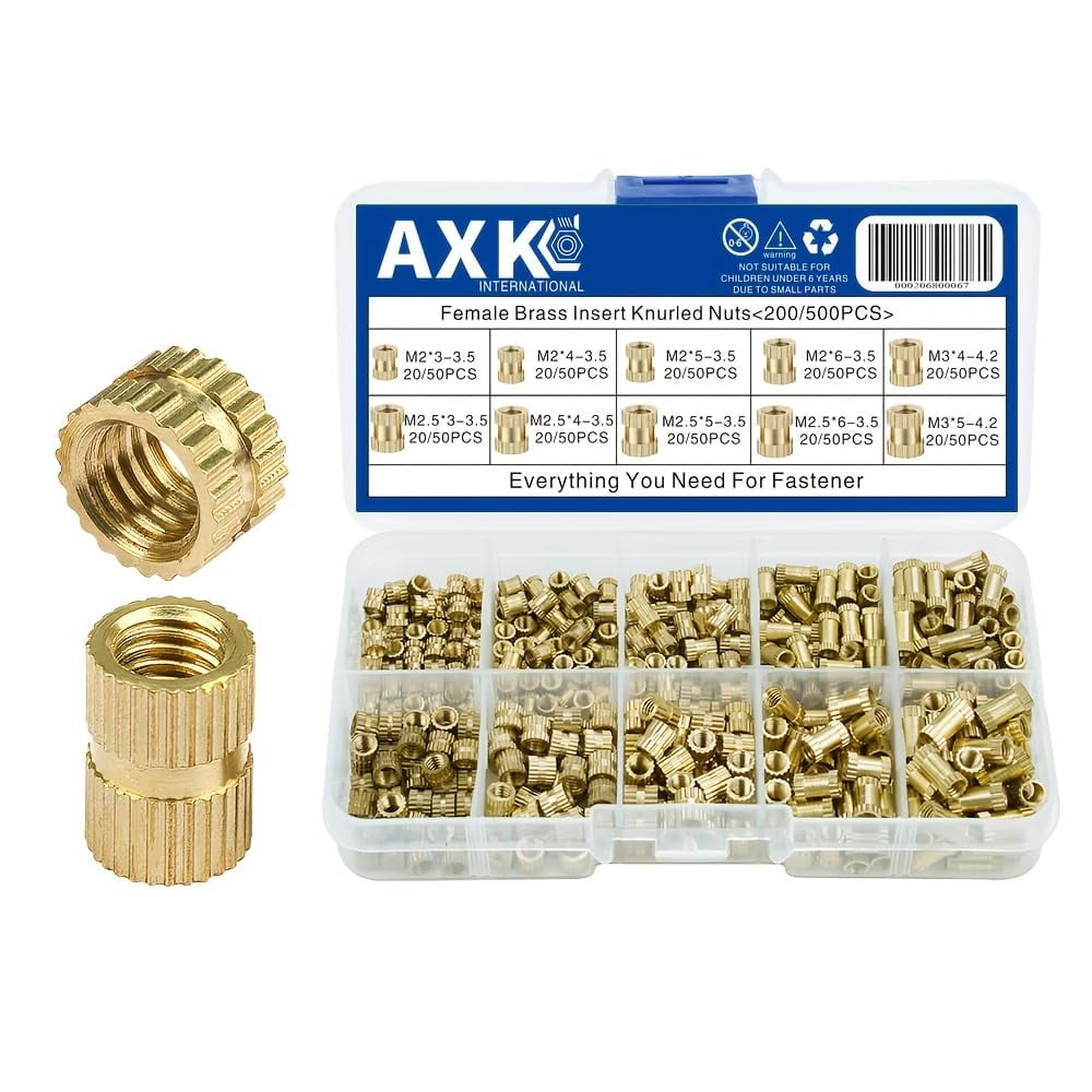 CERPXFF-200/500pcs Brass Insert Nuts Kit Female Threaded Insert Set ...