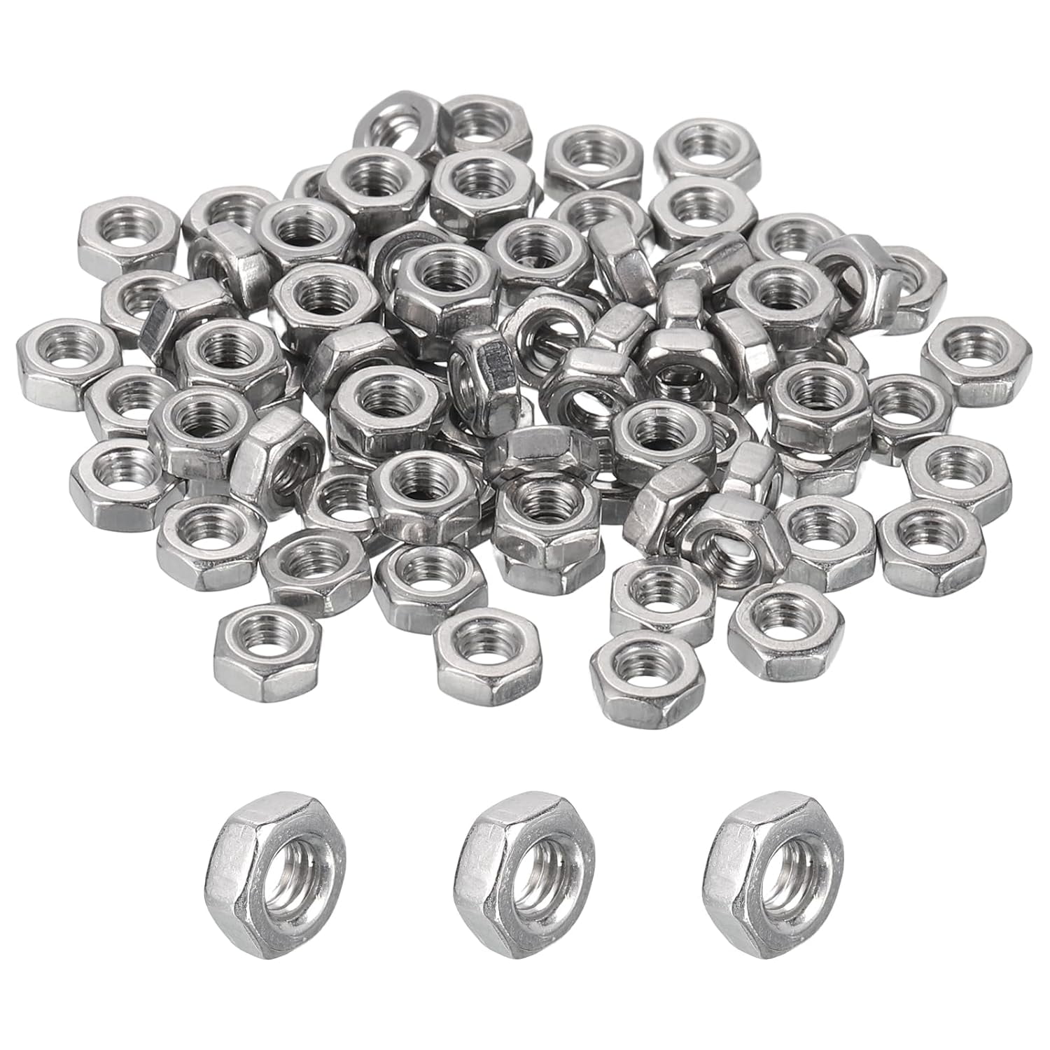 CERPXFF-200 Pcs M3x0.5mm Hex Nuts, 304 Stainless Steel Metric Coarse ...