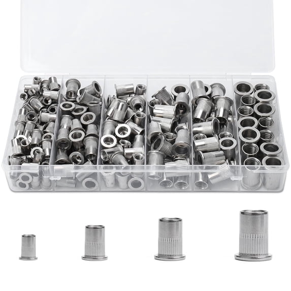 CERPXFF-224Pcs Metric Rivet Nut Kits, 304(18-8) Stainless Steel Flat ...
