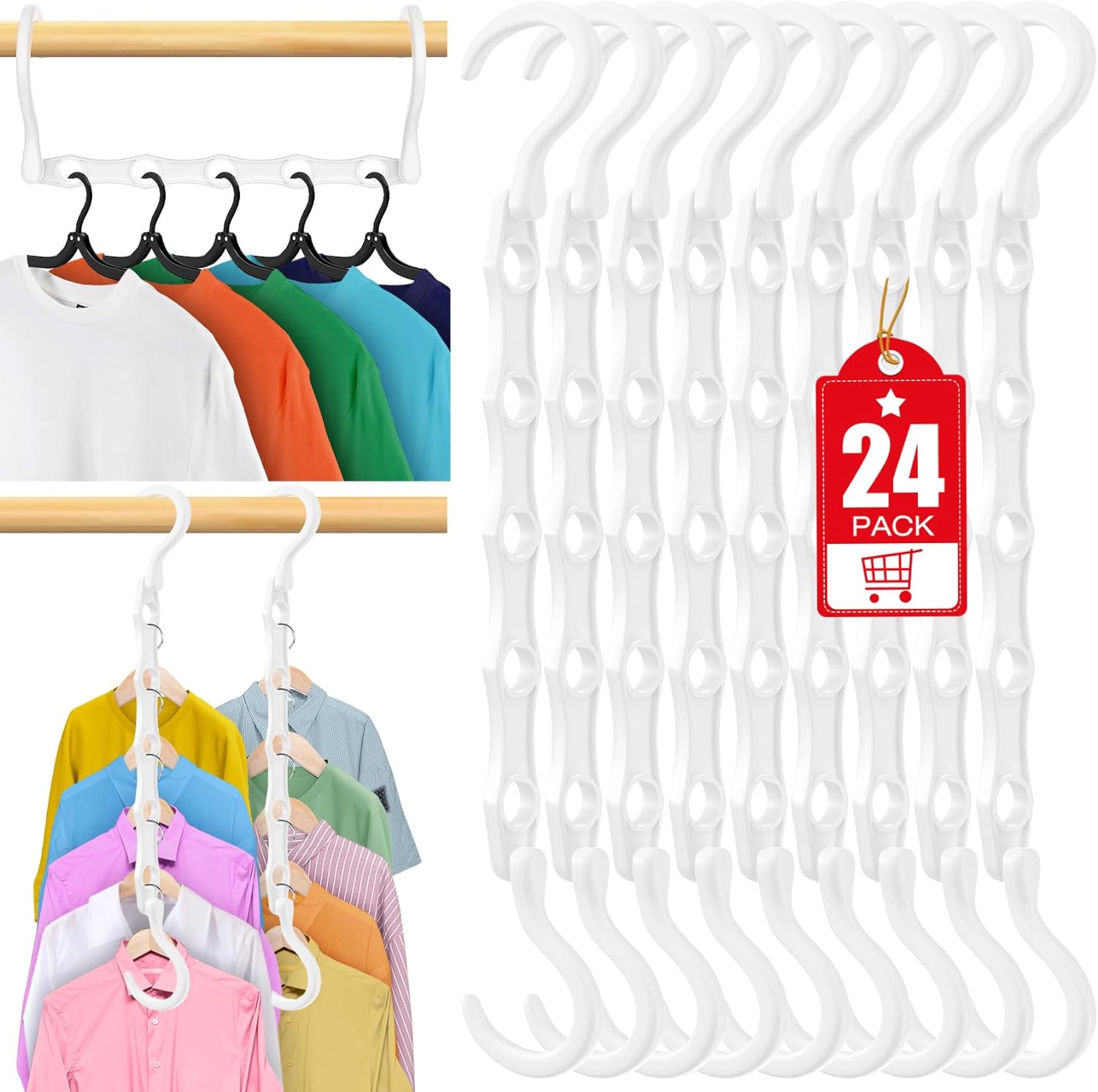 CERPXFF-24 Pack Hangers Space Saving Magic Plastic Hanger Organizer ...