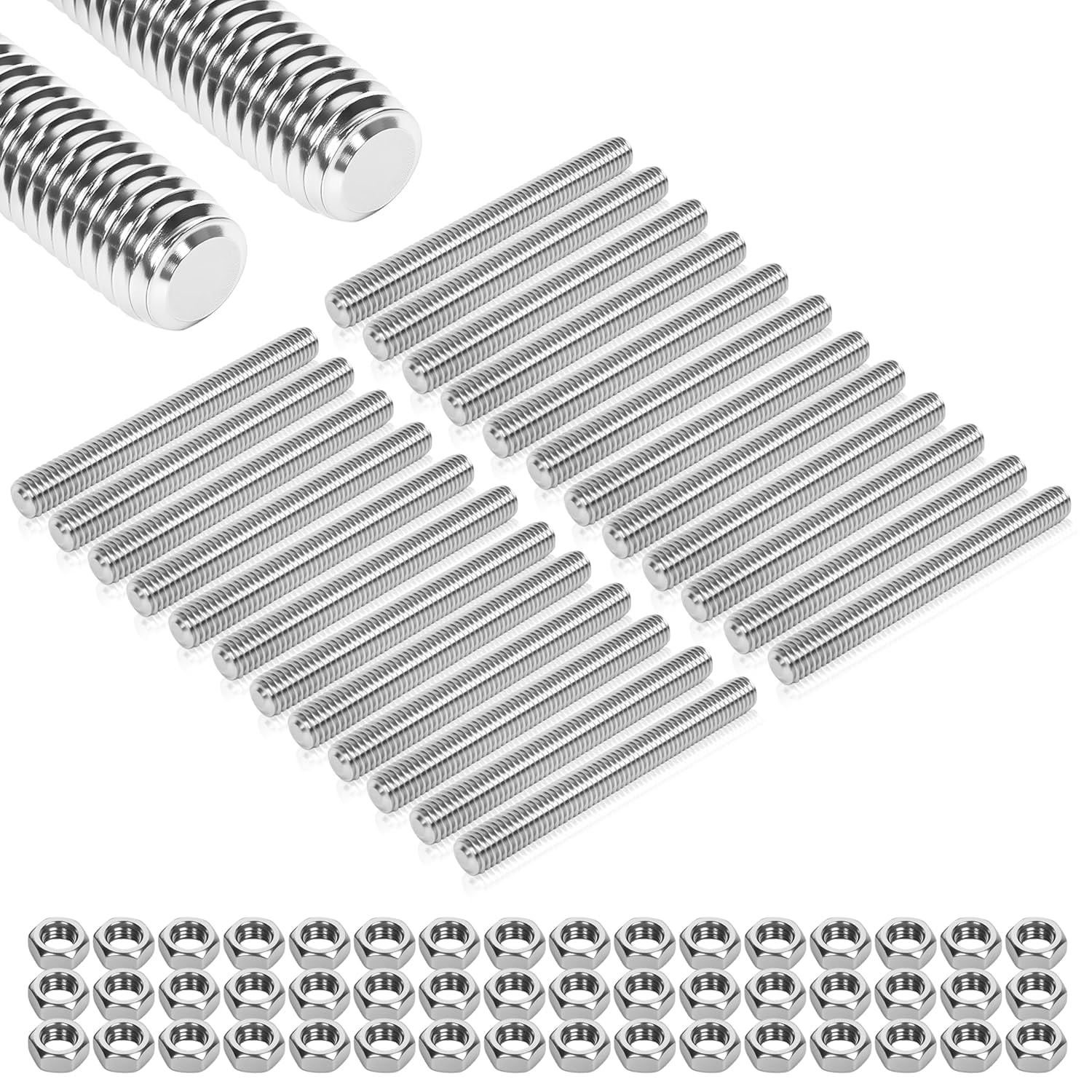 CERPXFF-24 Pcs 304 Stainless Steel M6 Fully Threaded Rod,1"(26mm ...