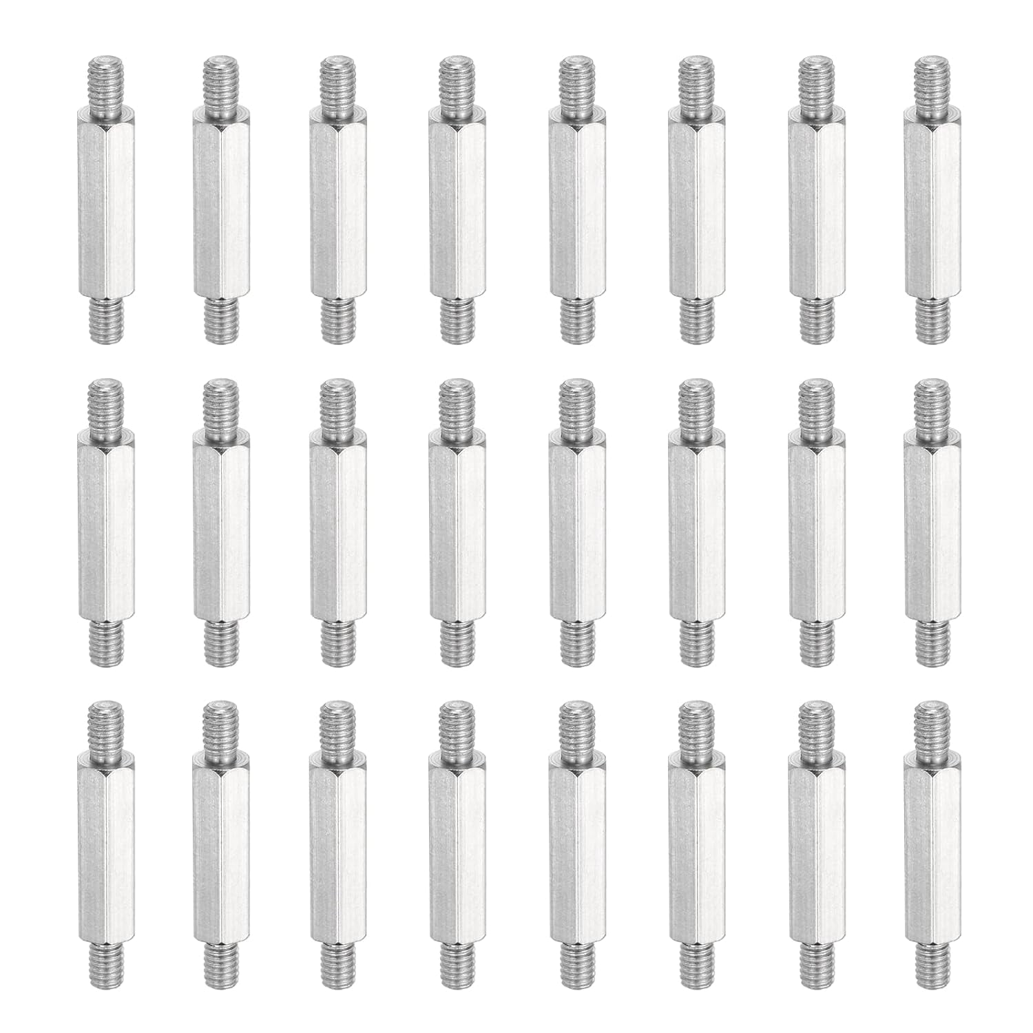 CERPXFF-24 Pcs Stainless Steel Double Ended Stud Nut, M4x6+20+6mm Male ...