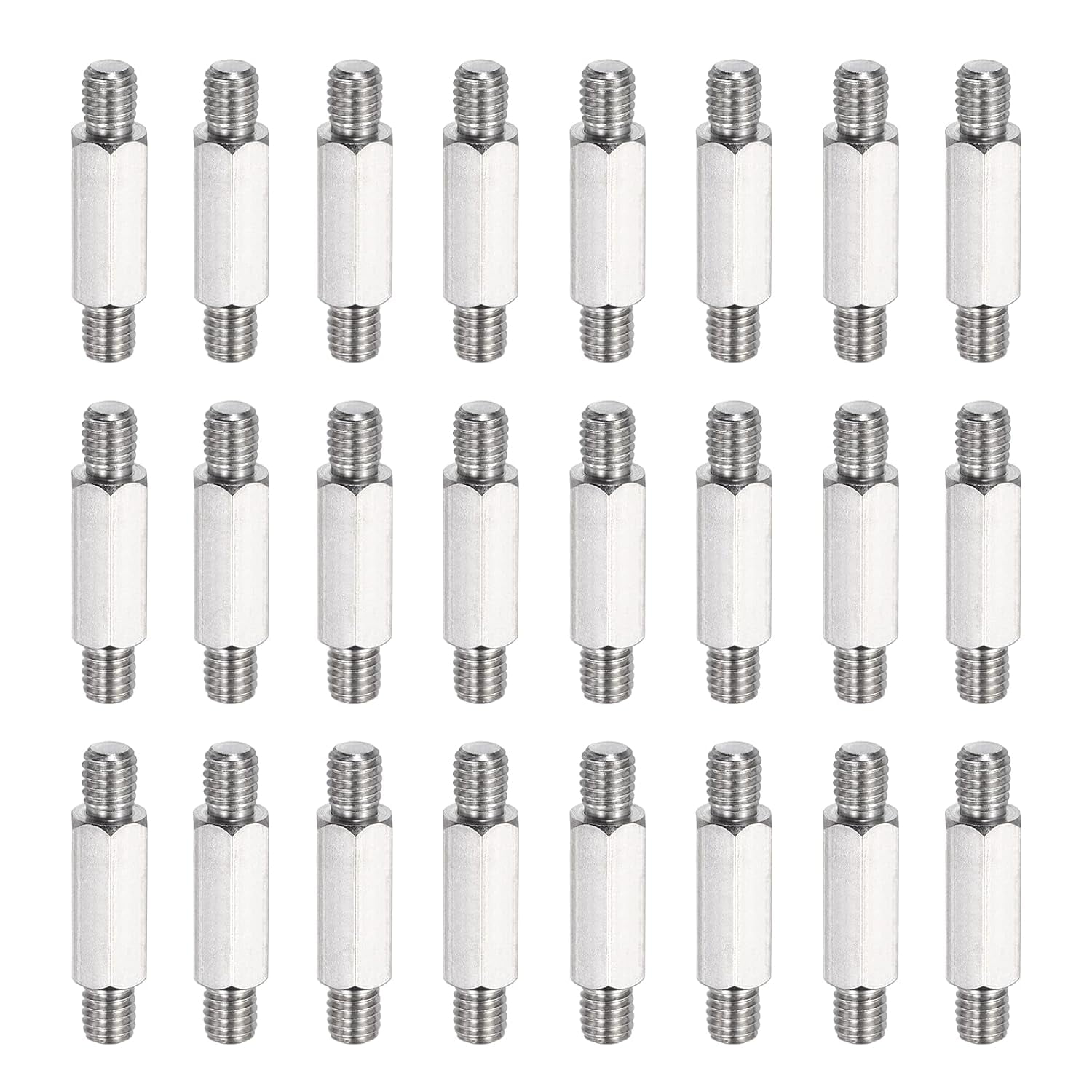 CERPXFF-24 Pcs Stainless Steel Double Ended Stud Nut, M6x7+18+7mm Male ...