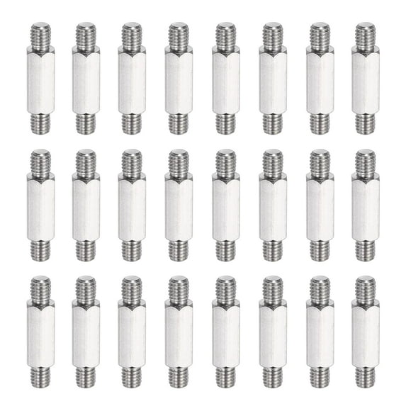 CERPXFF-24 Pcs Stainless Steel Double Ended Stud Nut, M6x7+18+7mm Male ...