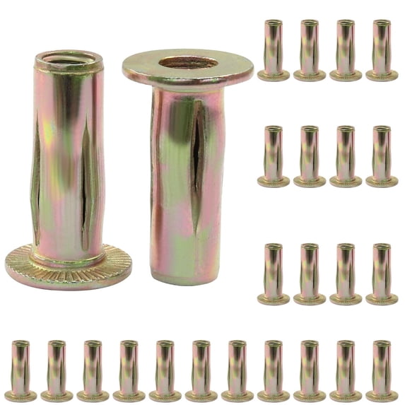 CERPXFF-25 Pcs Multi-Grip Rivet Nut, 1/4-20 Pre-Bulbed Shank Flat Head ...