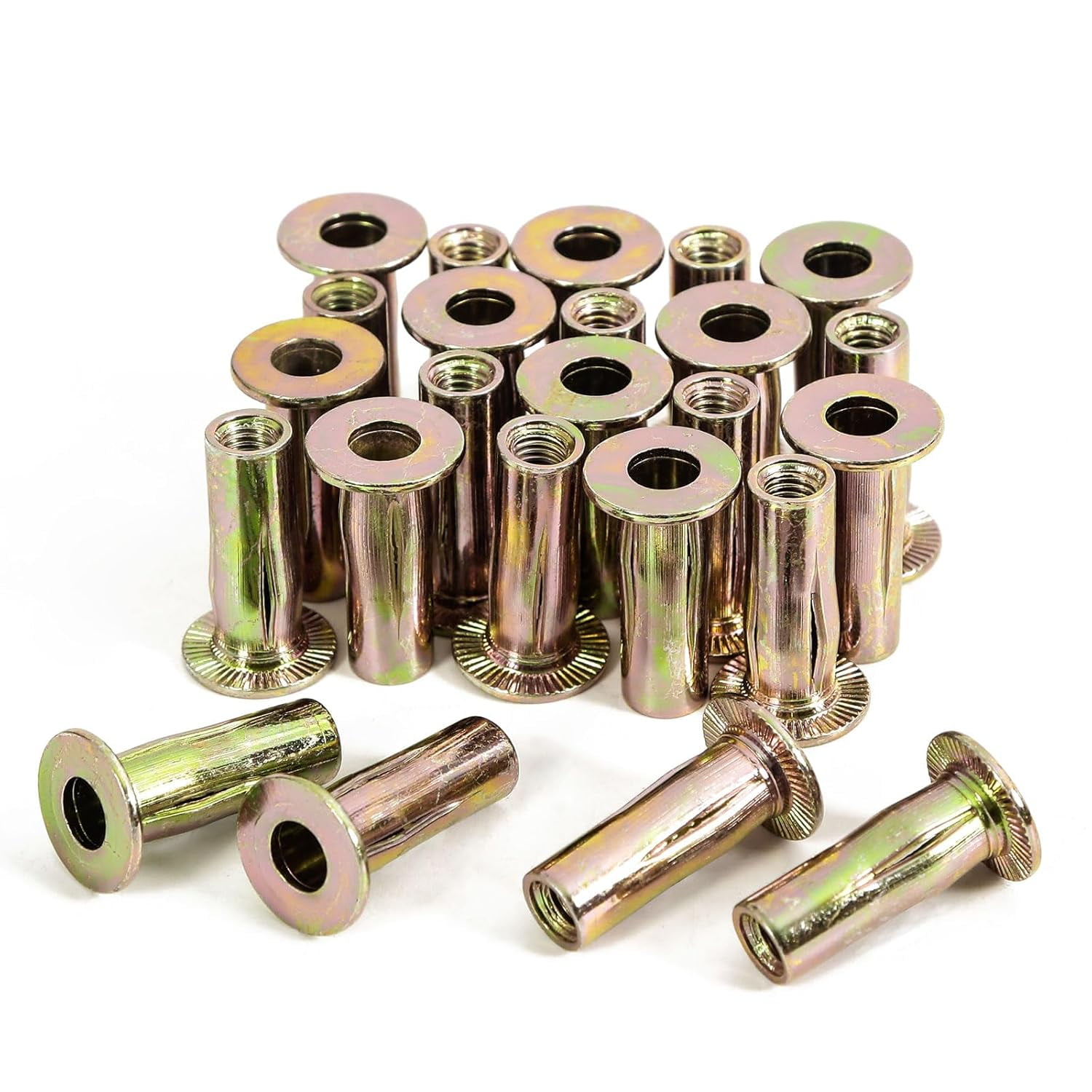 CERPXFF-25Pcs M8 Multi Grip Rivet Nuts Pre Bulbed Shank Carbon Steel ...