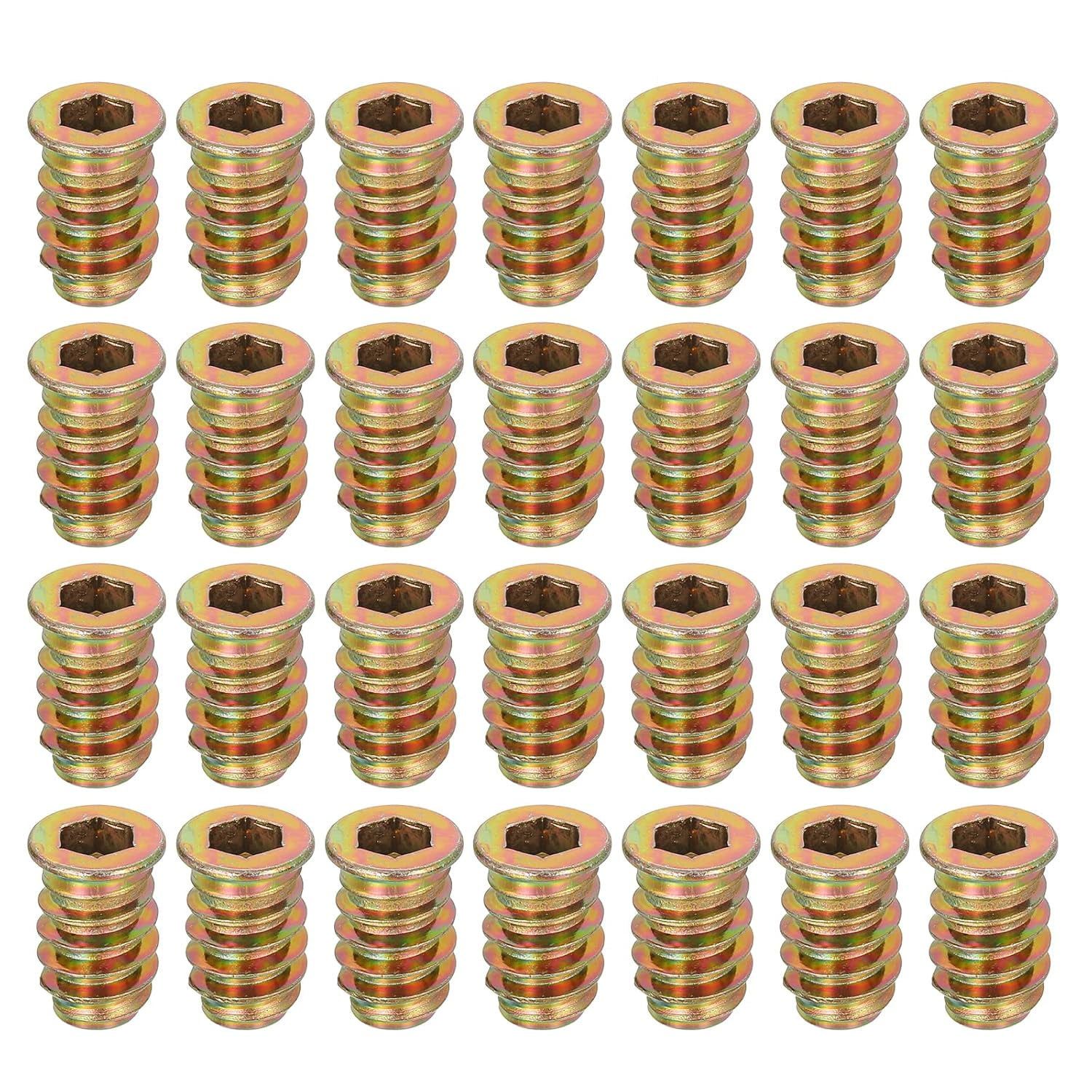 CERPXFF-28Pcs Threaded Inserts Nuts, M6x17mm Hex Socket Drive Nut ...