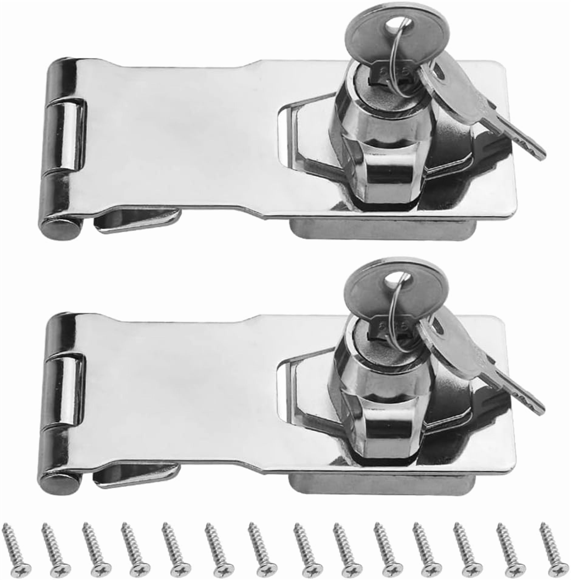CERPXFF-2PCS 4 Inch Keyed Hasp Locks Door Hasp Latches Lock Padlock ...