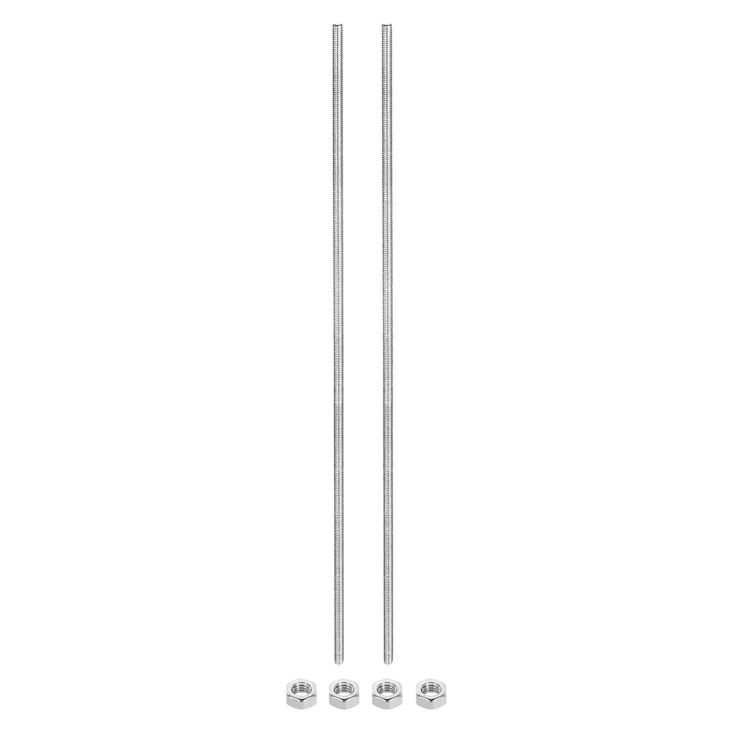 CERPXFF-2Pack M4 x 300mm Fully Threaded Rod with 4 Pack Hex Nuts, 0.7mm ...
