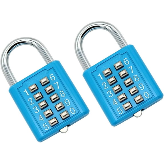 CERPXFF-2Pcs 10-Digit Combination Padlock Push Button Lock for Locker ...